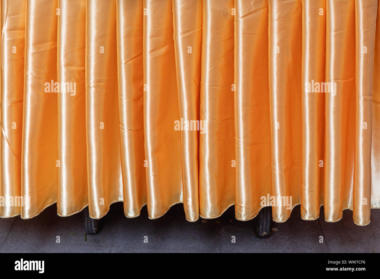 Yellow Silk Table Cloth Side Decor Stock Photo - Alamy