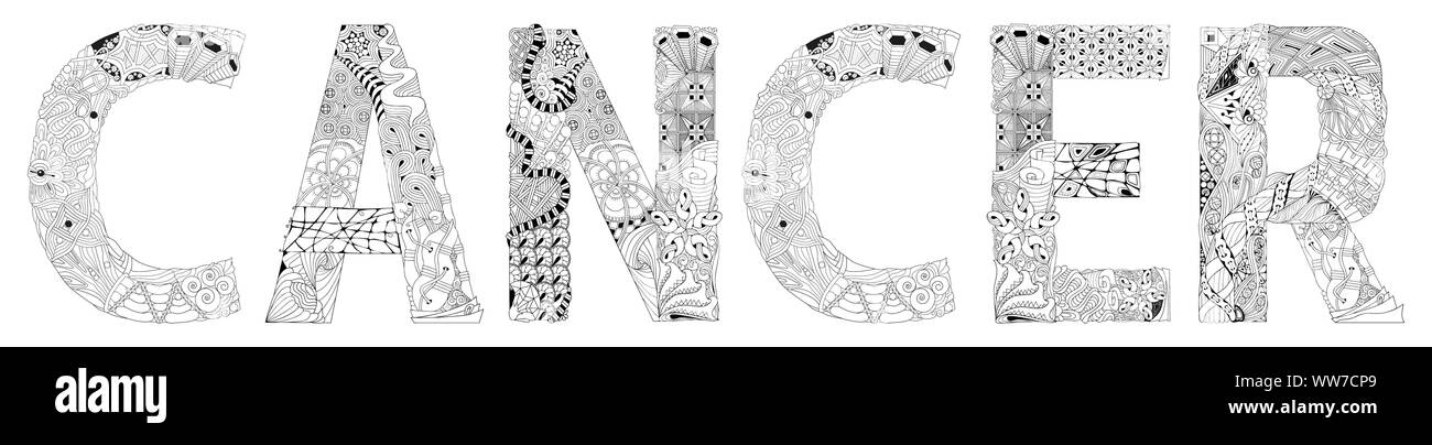 Word CANCER. Vector zentangle object for decoration Stock Vector Image ...