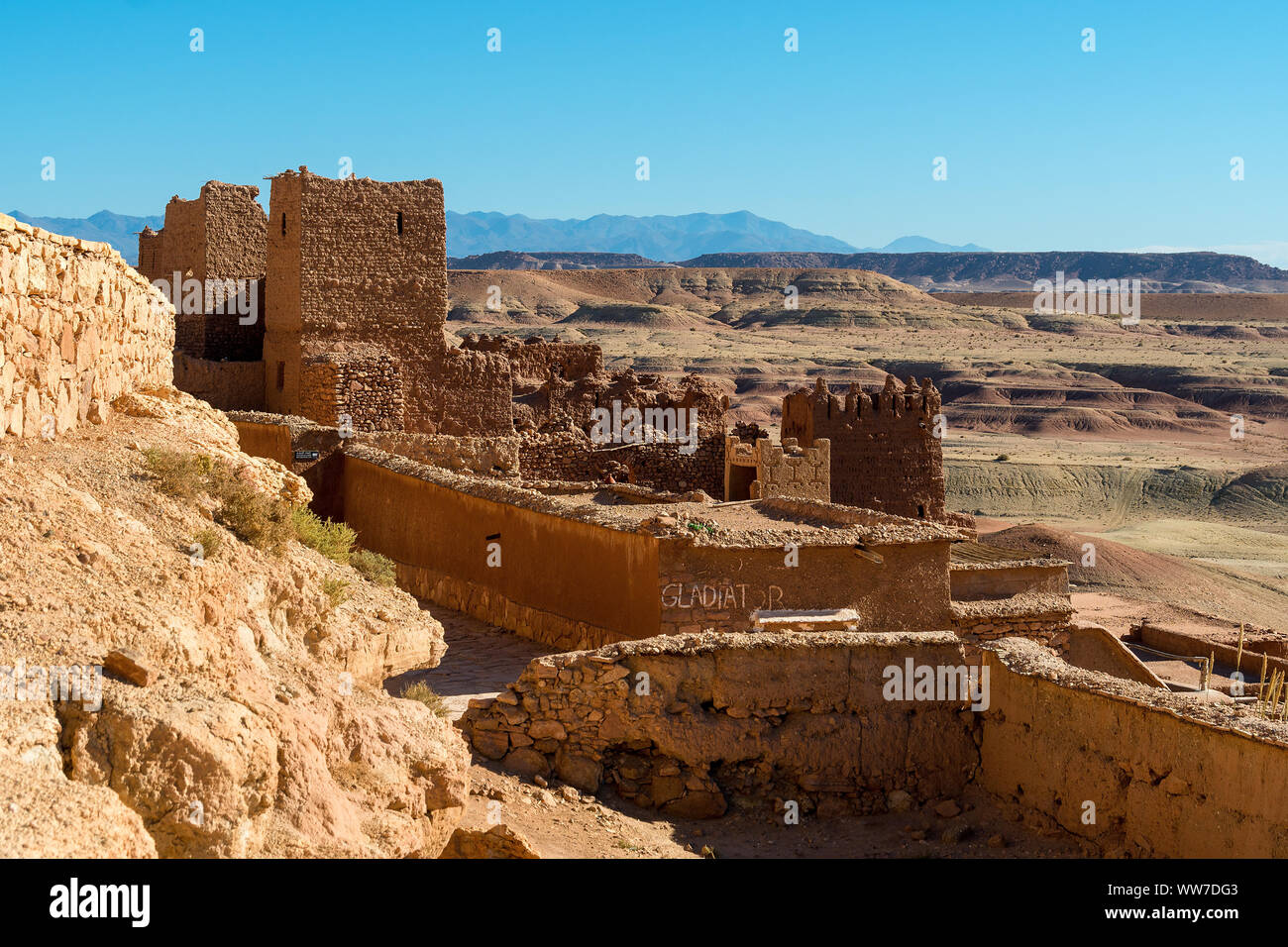Morocco, High Atlas, Kasbah Ait Ben Haddou, film set Gladiator Stock ...