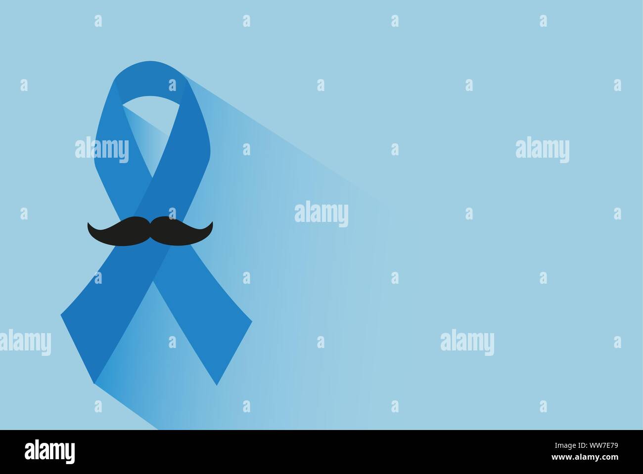Blue prostate cancer awareness ribbon vector. Flat style with long ...