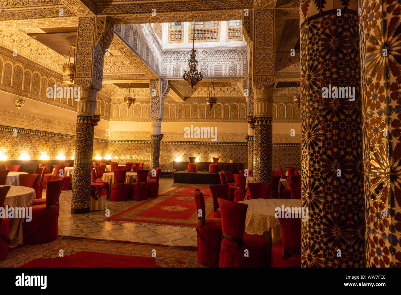 MARRAKESH, MOROCCO - JAN 2019: Moroccan architecture traditional ...