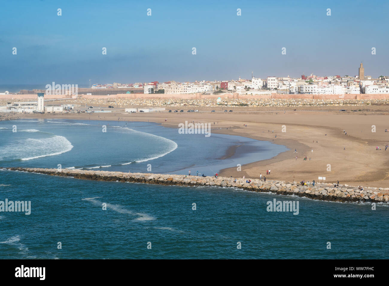 Morocco, Rabat, Kasbah Oudaias, View to the Atlantic Ocean, Mole Stock ...
