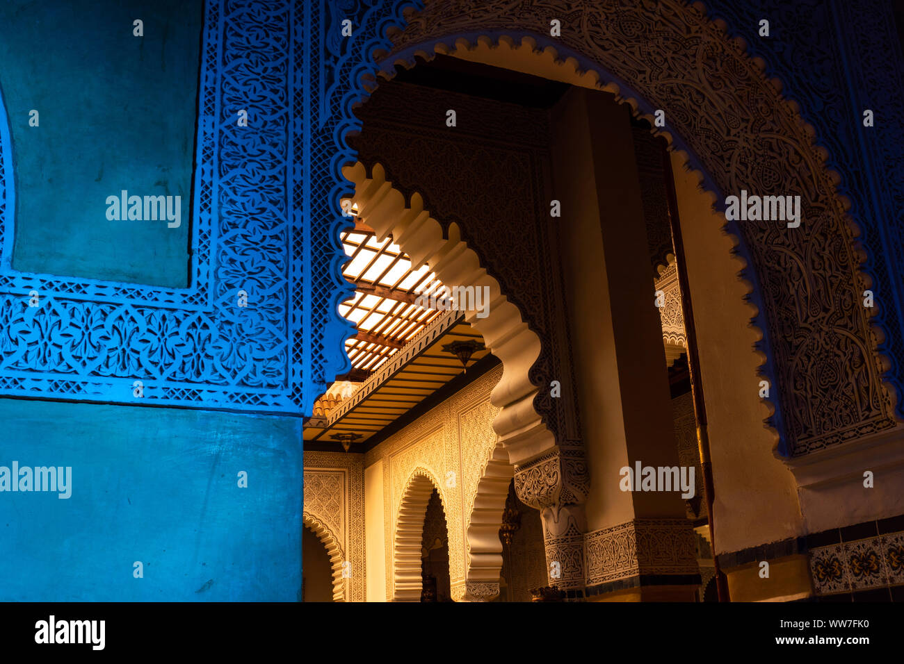 MARRAKESH, MOROCCO - JAN 2019: Moroccan architecture traditional ...