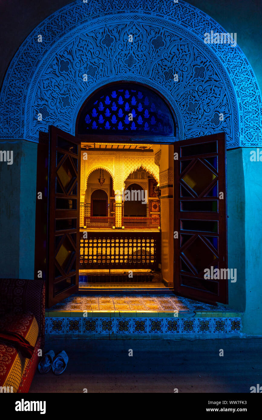 MARRAKESH, MOROCCO - JAN 2019: Moroccan architecture traditional ...