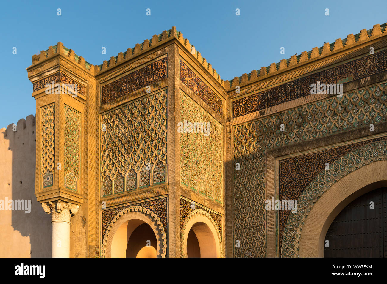 Morocco, royal city of Meknes, Bab El Mansour, city wall and gate ...