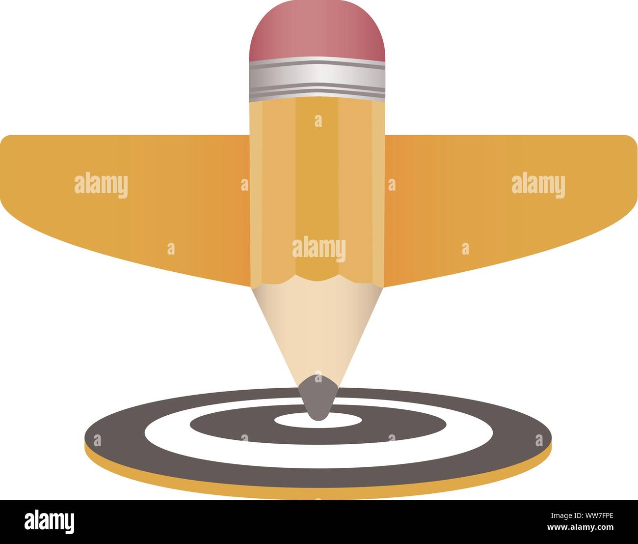 Right on target business success. Education concept. Pencil 3d vector ...