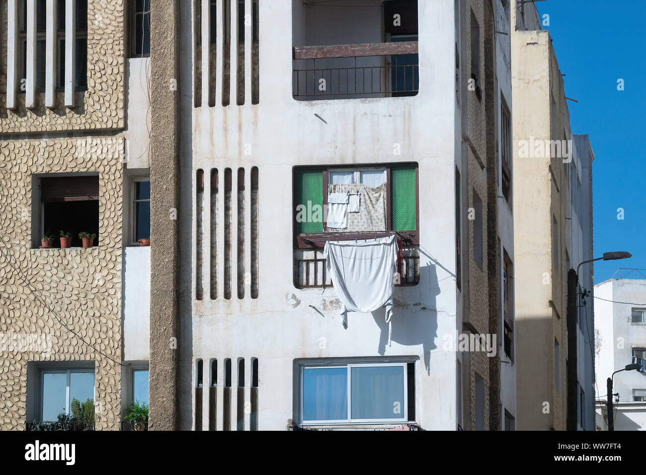 Morocco, Casablanca, house front, laundry Stock Photo - Alamy