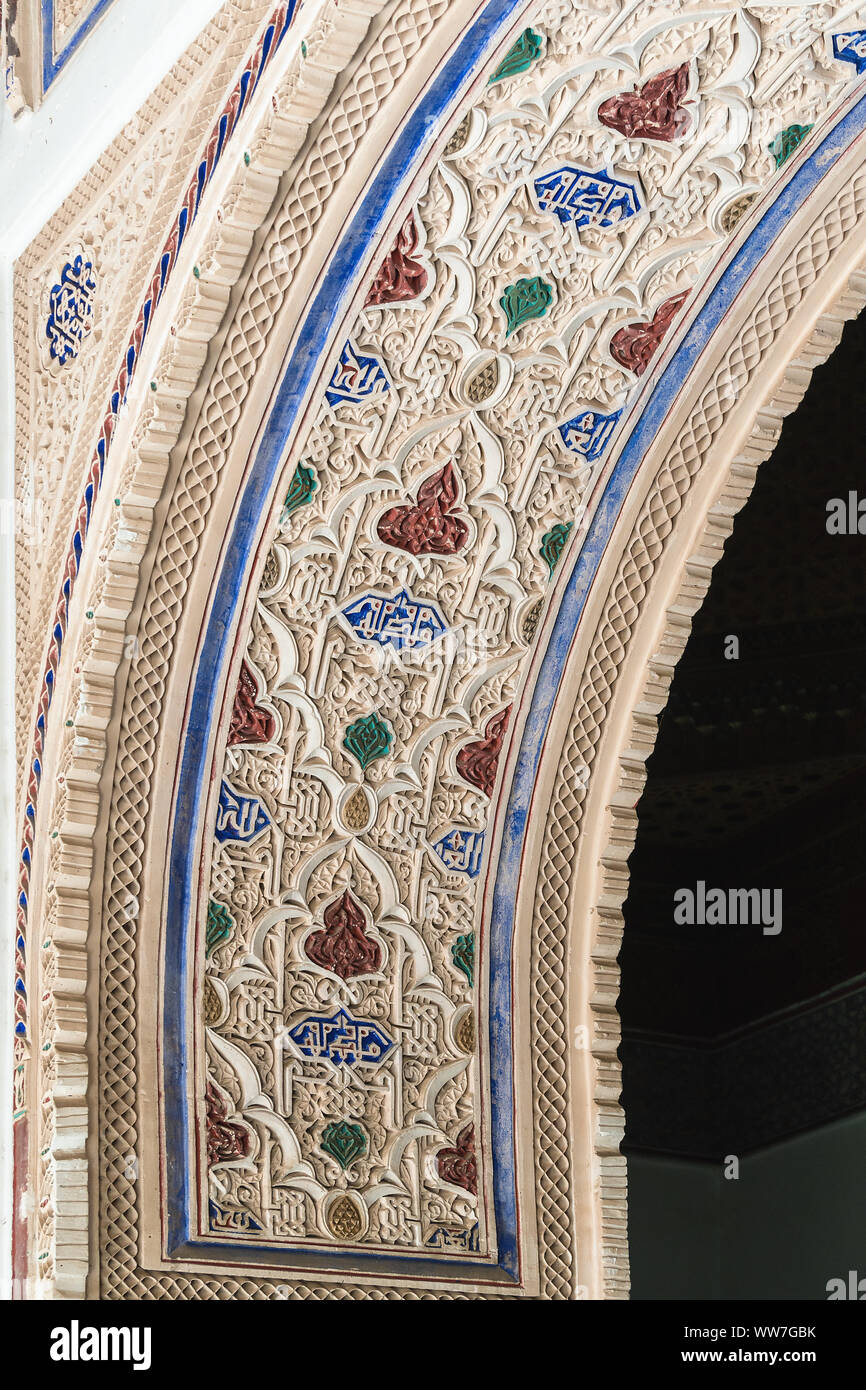 Morocco, Marrakech, Palais de la Bahia, archway, detail Stock Photo - Alamy