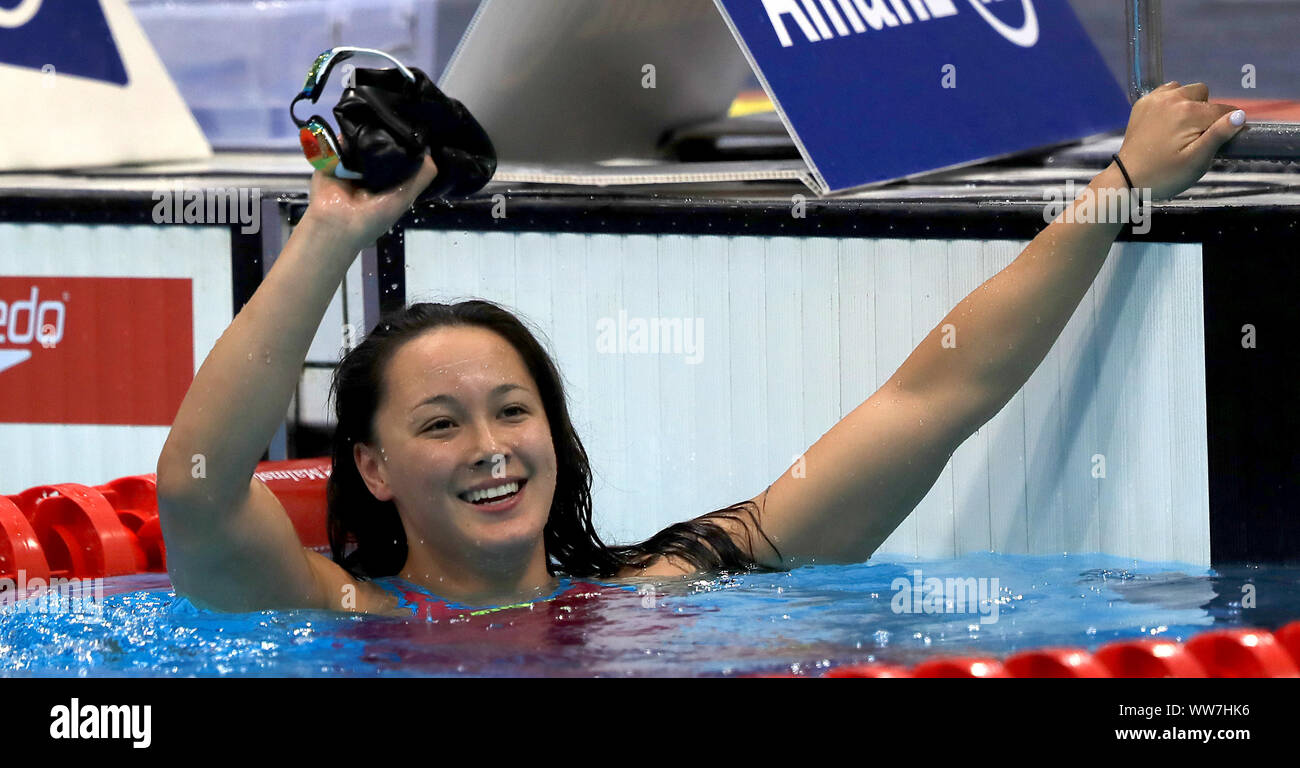 Great Britain's Alice Tai celebrates winning the Women's 50 metres ...