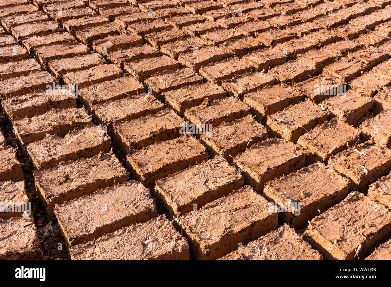 Paving stones clay bricks, hand-made exposed to the sun to dry in ...