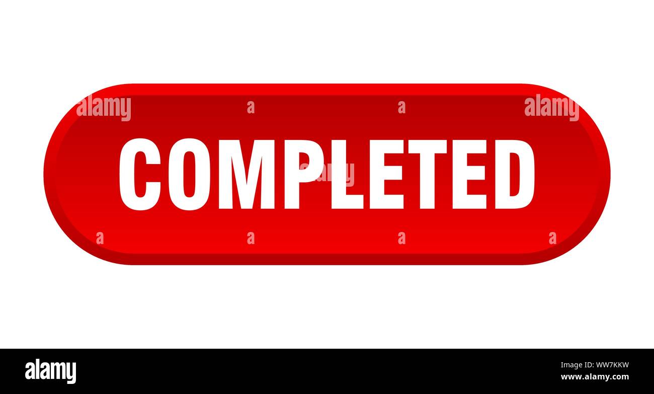 completed button. completed rounded red sign. completed Stock Vector ...