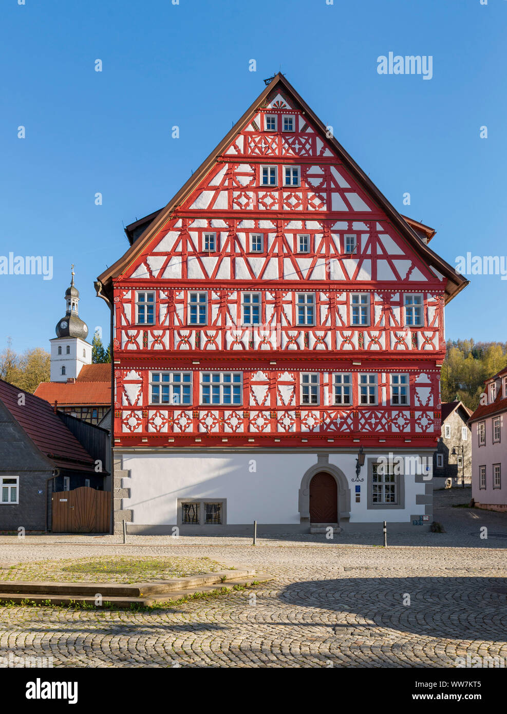 Germany, Thuringia, Suhl-Heinrichs, former town hall in the Meininger ...