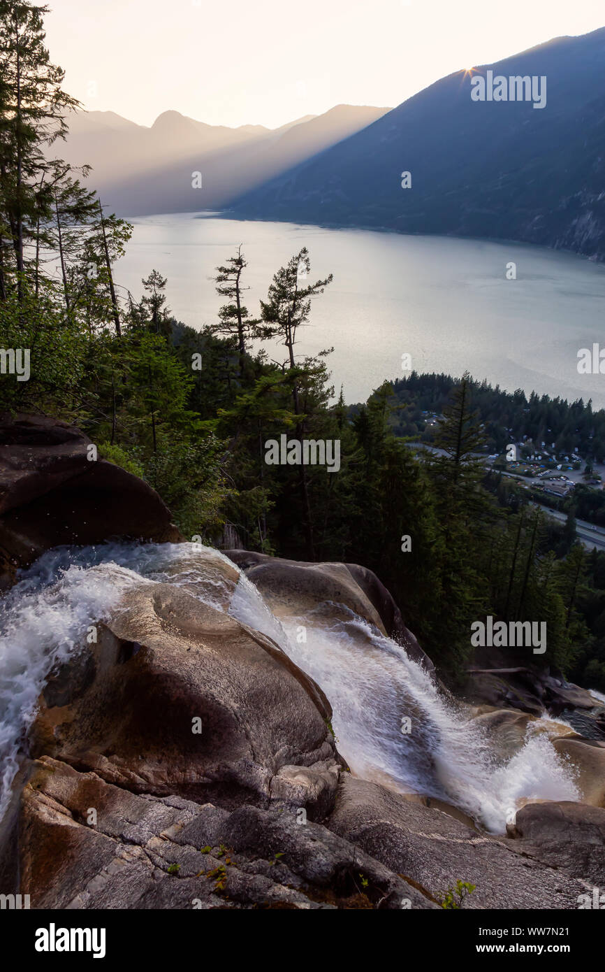 View of a Beautiful Waterfall, Shannon Falls, during a sunny summer ...