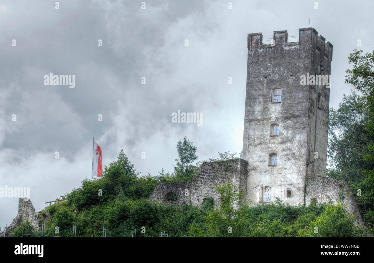 Neu falkenstein ruin of a hill castle at the petersberg hi-res stock ...