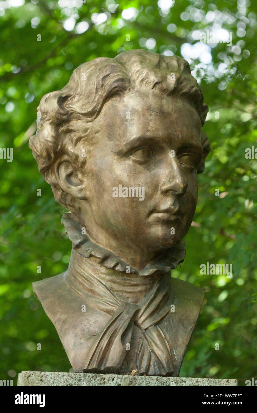 Bust king Ludwig II of Bavaria, Schliersee, Bavaria, Germany, Europe ...