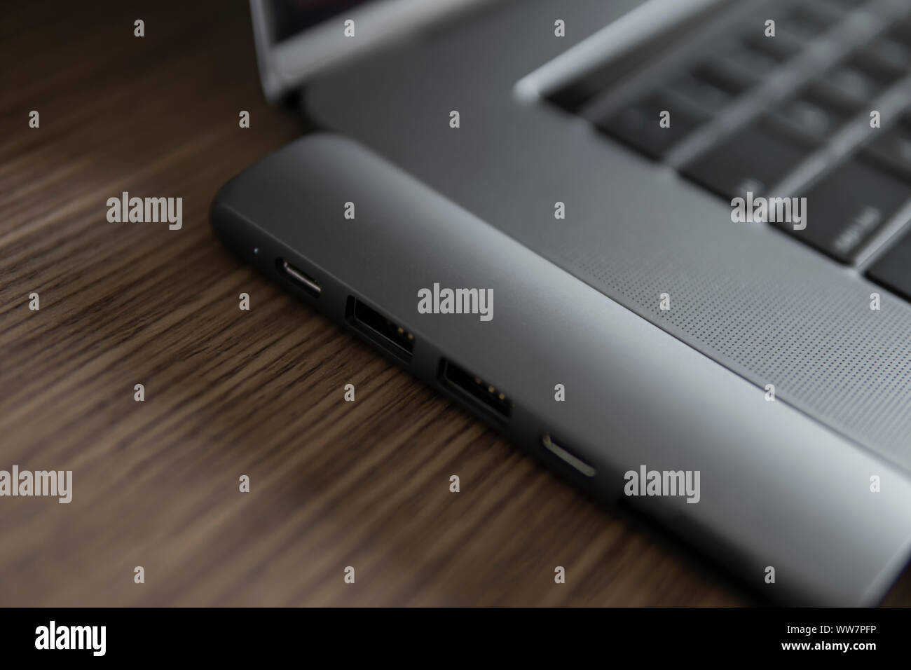 The USB adapter under the Type-C connector for laptop. Multiport ...