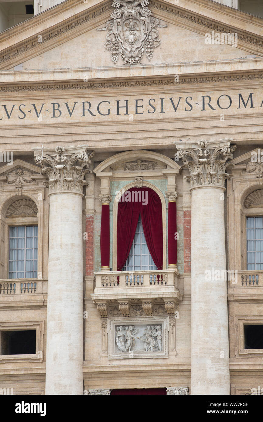 Vatican, St. Peter's Square, St. Peter's Basilica, detail, benediction ...