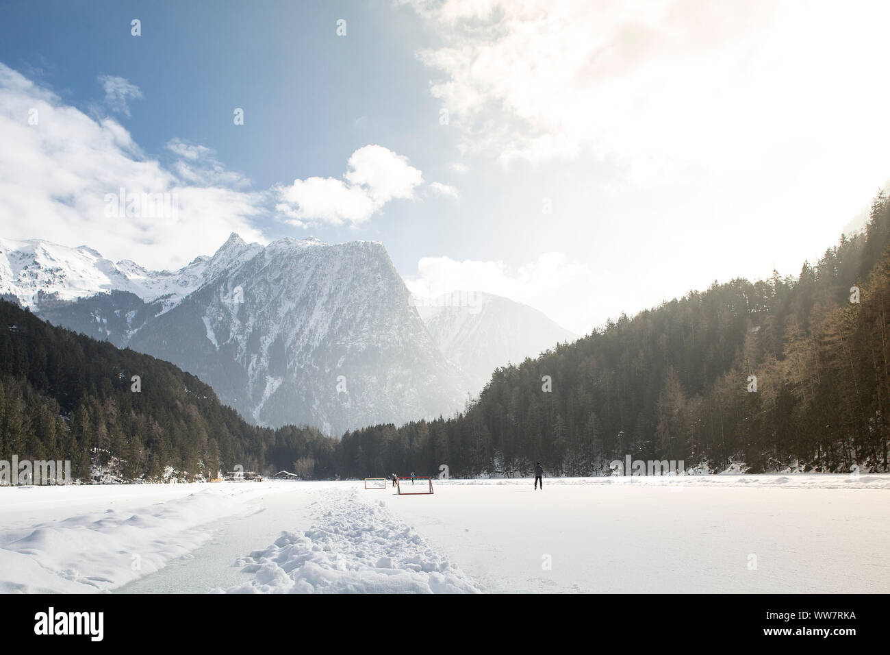 Austria, Oetz, frozen lake Stock Photo - Alamy