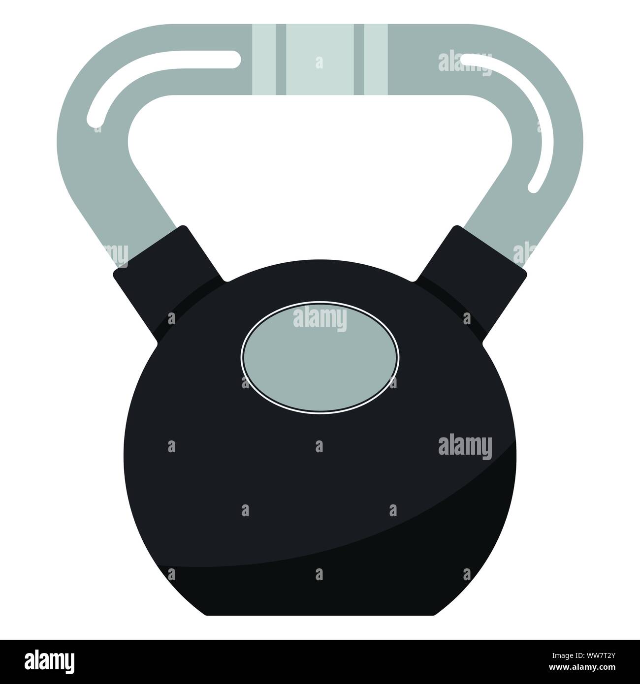 Vector illustration of black metal fitness kettlebell with chrome ...