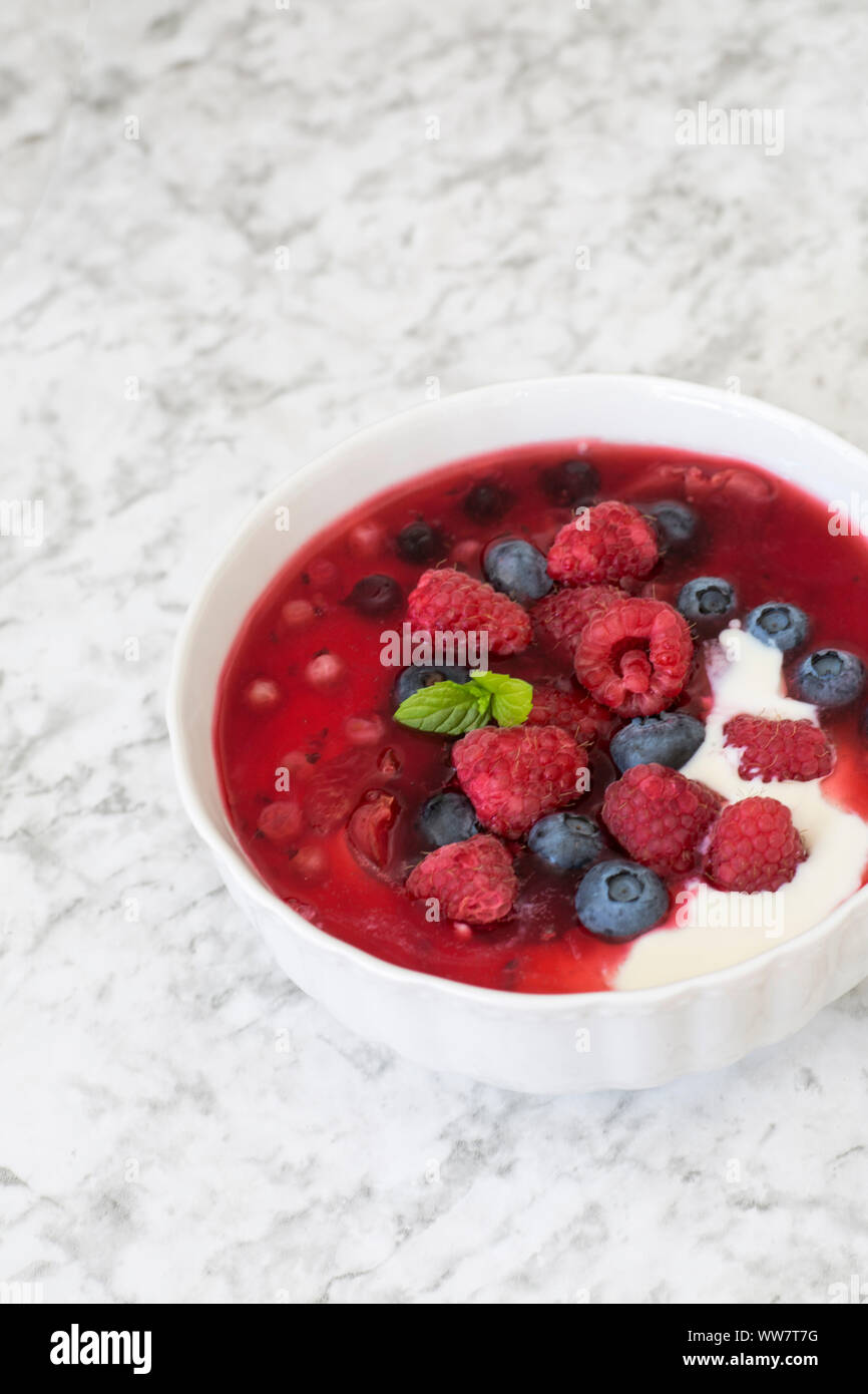 Red berry pudding Stock Photo - Alamy