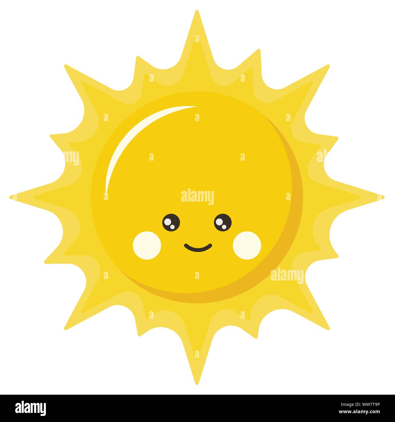 Sun Cartoon Logo Cute Vector Yellow Solar Cartoon Illustration Sun