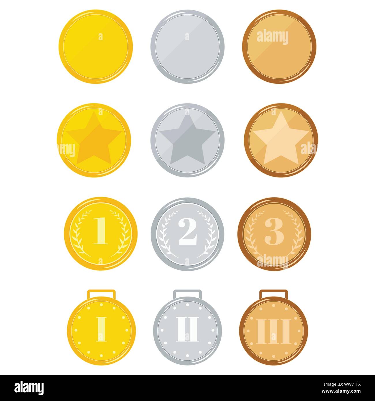 Champion different design medals set isolated on white background ...