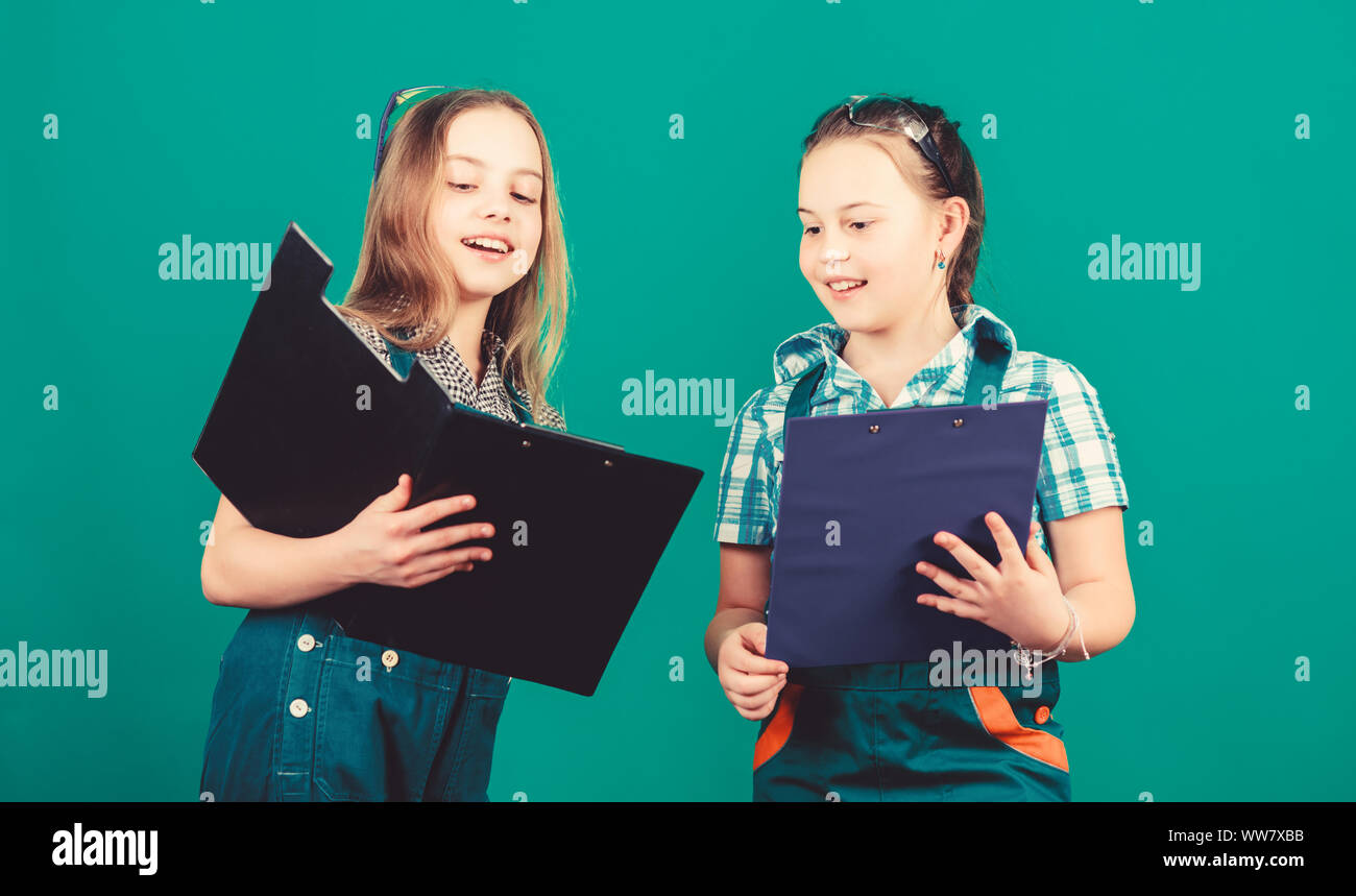 Future profession. Kids girls planning renovation. Initiative children ...