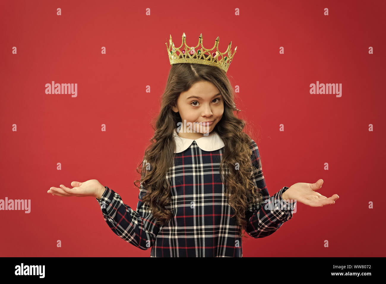 World spinning around me. Kid wear golden crown symbol princess. Every ...