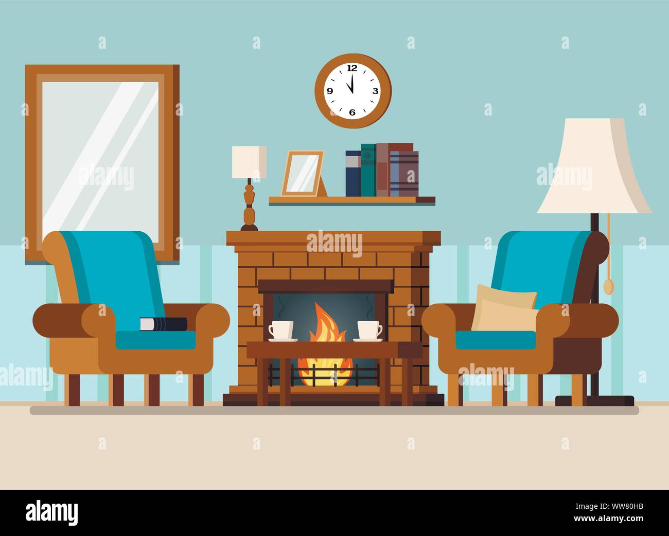 Cartoon Living Room Scene