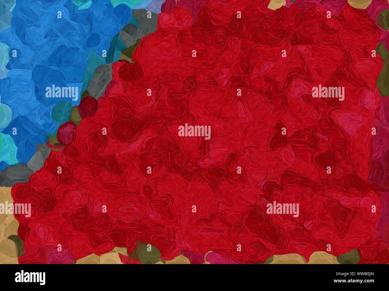 abstract creative painting style with firebrick, teal blue and peru ...