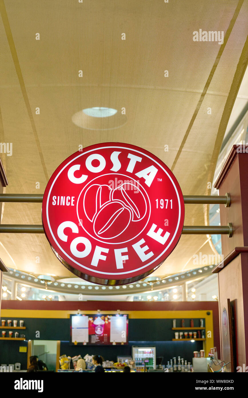 DUBAI, UAE - CIRCA JANUARY, 2019: Costa Coffee sign in Dubai ...