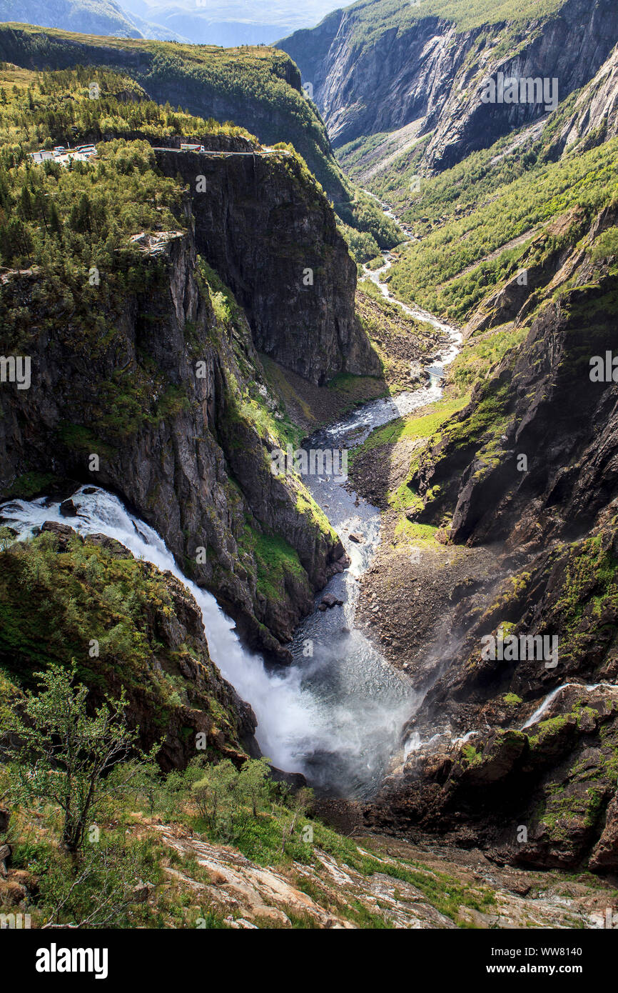 Waterfall Voringsfossen in the National Park Hardangervidda, Norway ...