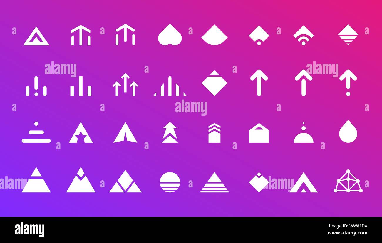 Swipe Up Top Move Button Icon Set Application And Social Network Scroll Arrow Pictogram