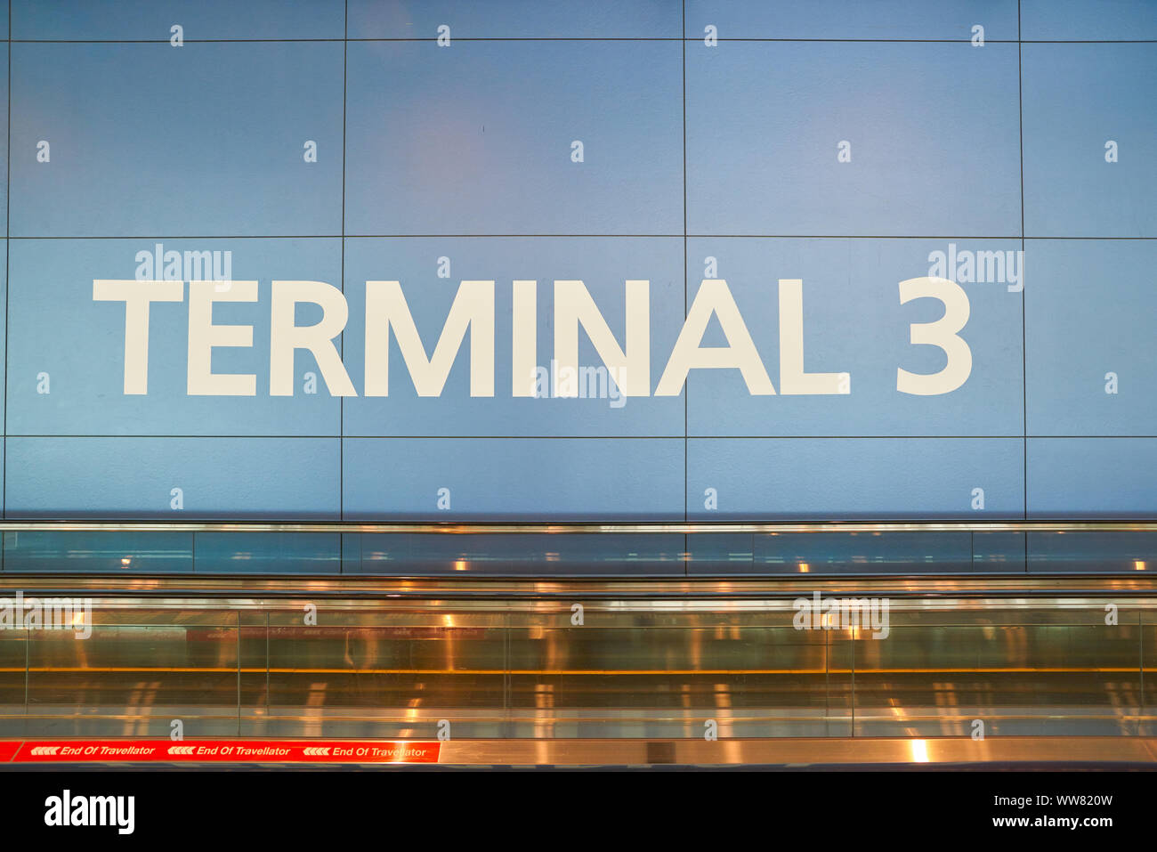 SINGAPORE - CIRCA APRIL, 2019: Terminal 3 sign seen on a wall at ...