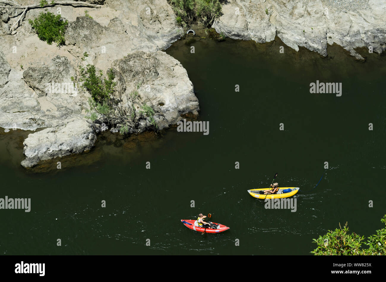 Kayakers on the Rogue River, a National Wild and Scenic River, at ...