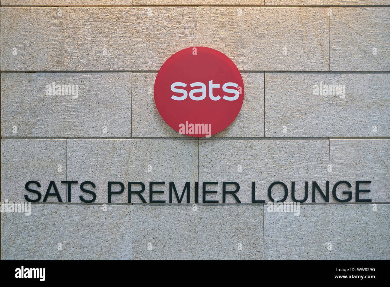 SINGAPORE - CIRCA APRIL, 2019: close up shot of SATS Premier Lounge ...