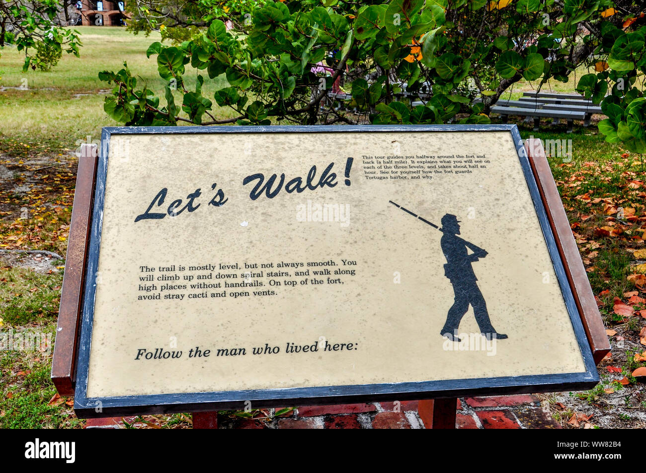 A sign greets visitors taking a self-guided walking tour of historic ...