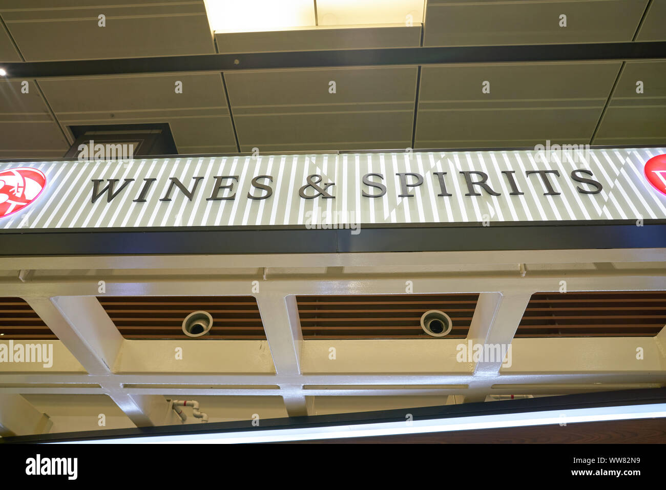 SINGAPORE - CIRCA APRIL, 2019: DFS Wine & Spirits sign seen at ...