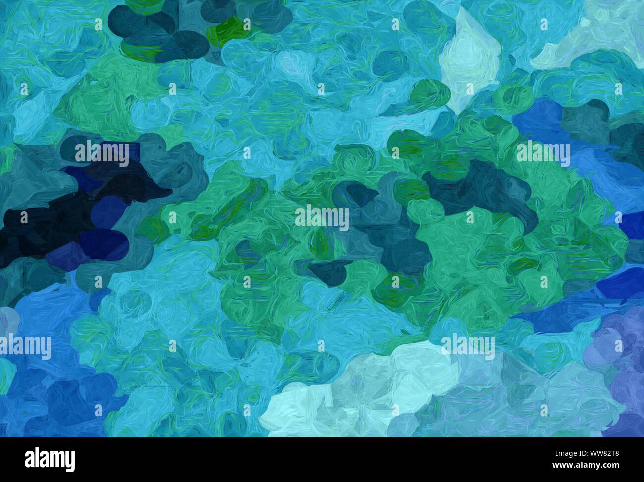 abstract natural painting style with light sea green, very dark blue ...