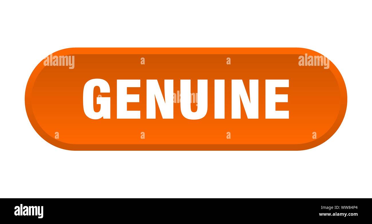 genuine button. genuine rounded orange sign. genuine Stock Vector Image ...
