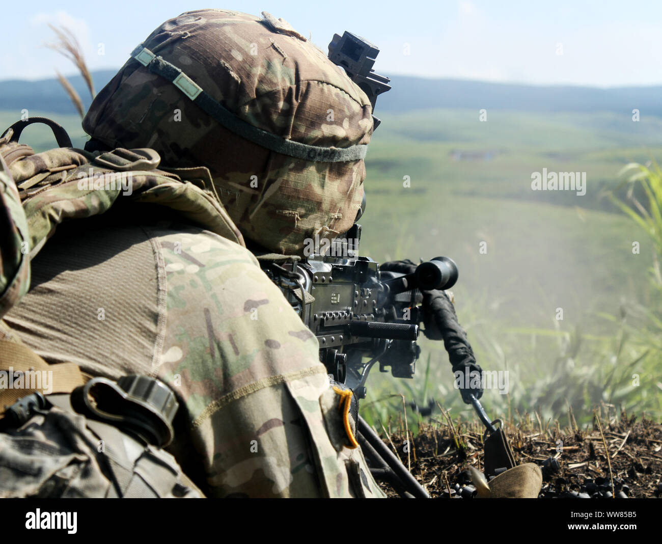 Soldier assigned to Charlie Company, 2nd Battalion, 130th Infantry ...