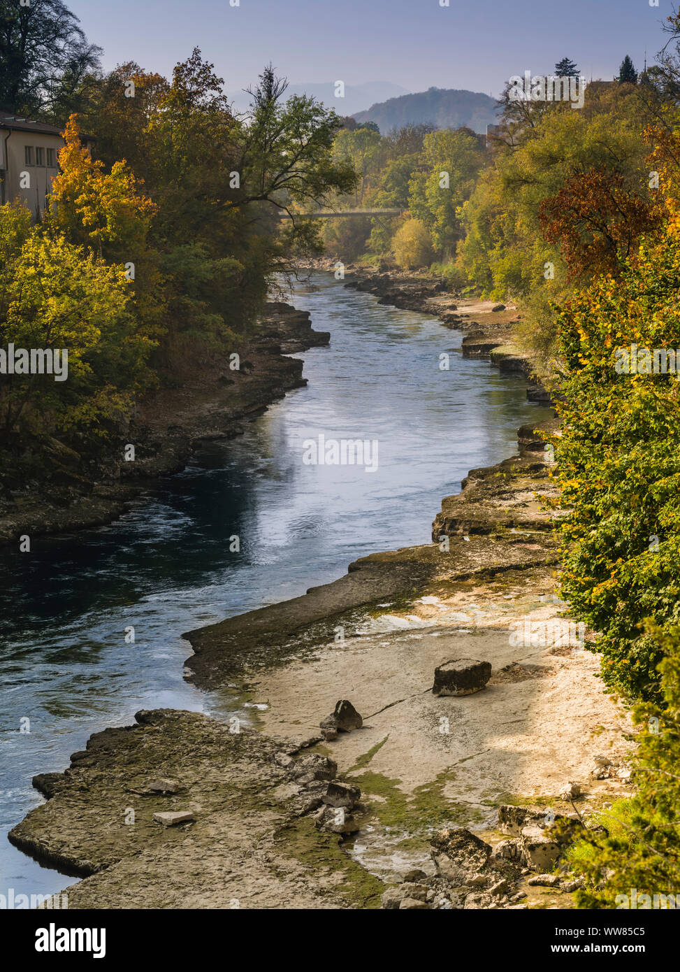 River landscape at the Aare near Brugg in the Canton of Aargau Stock ...