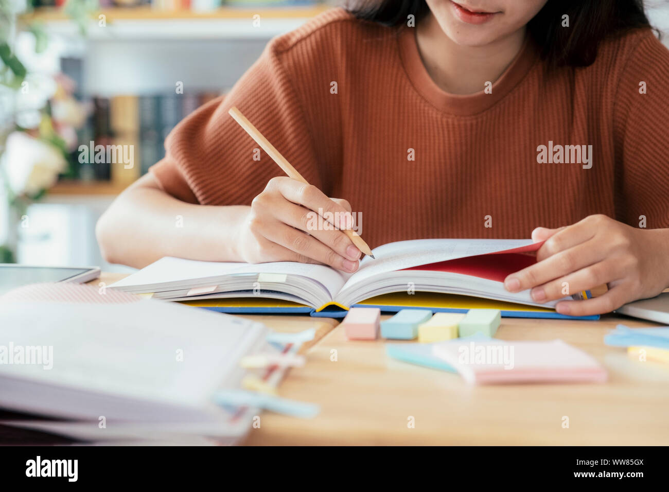 Reading a book. Education, Academic, Learning Reading and Exam concept ...