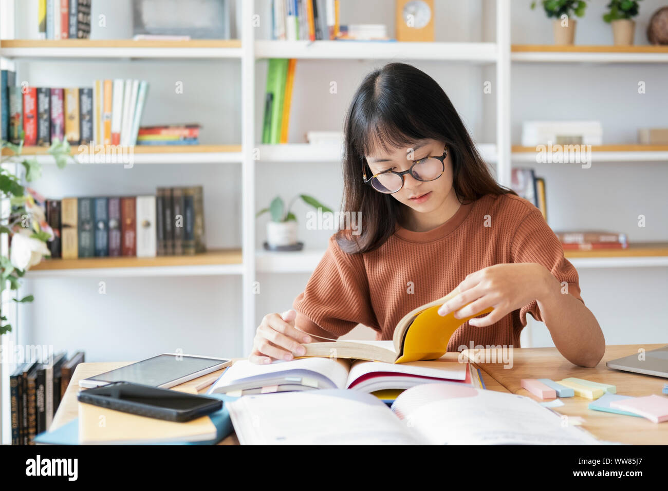 Reading a book. Education, Academic, Learning Reading and Exam concept ...