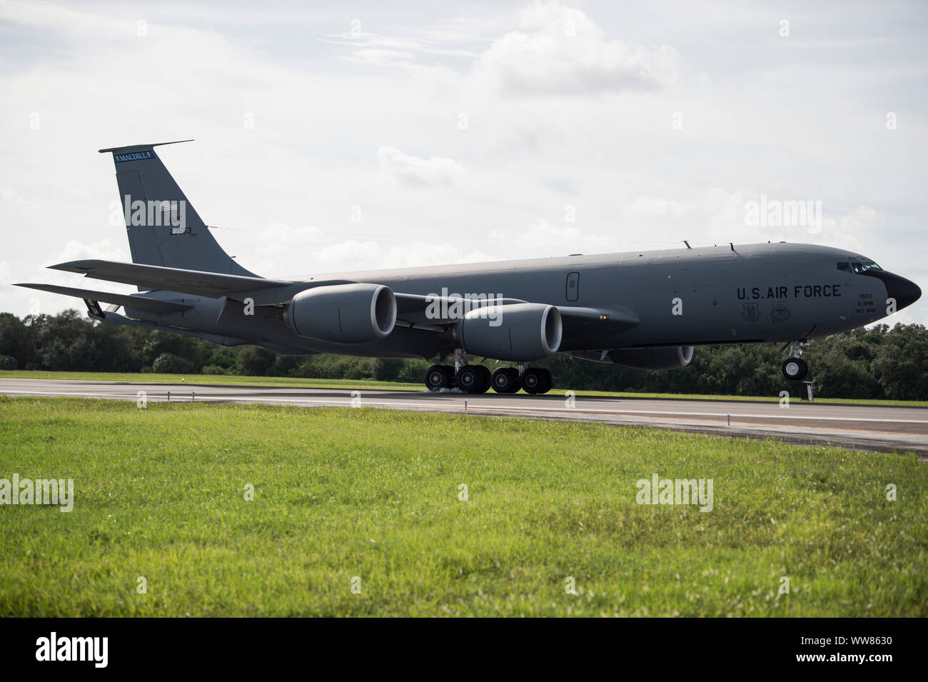 A KC-135 Stratotanker aircraft assigned to the 6th Air Mobility Wing ...