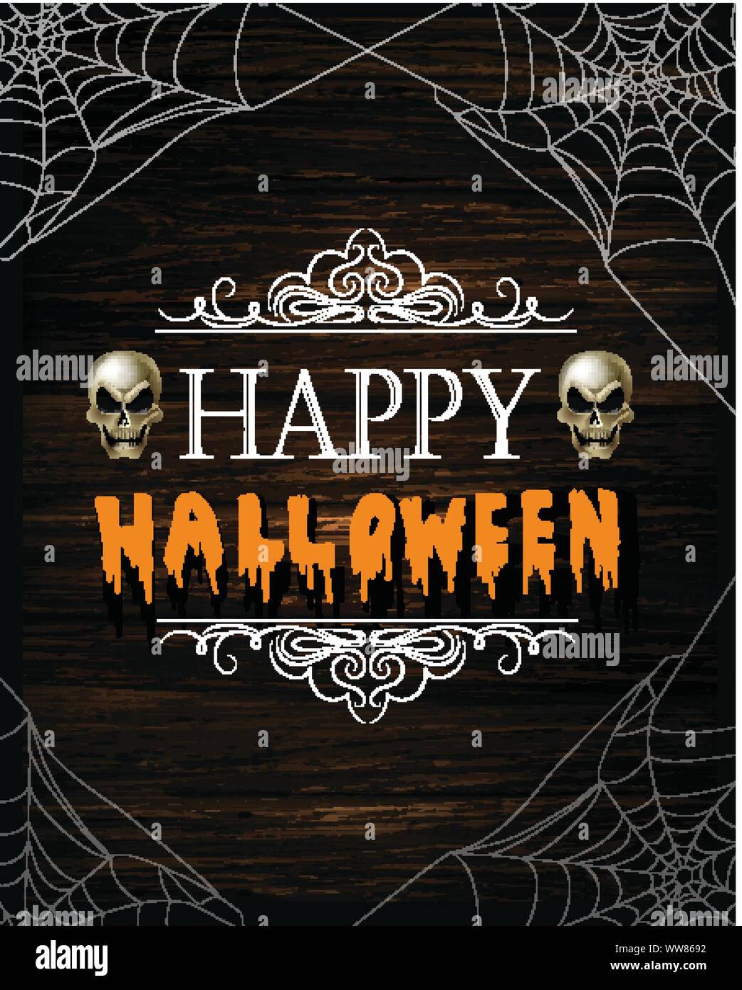 spider and webs over grunge wooden background vector Stock Vector Image ...