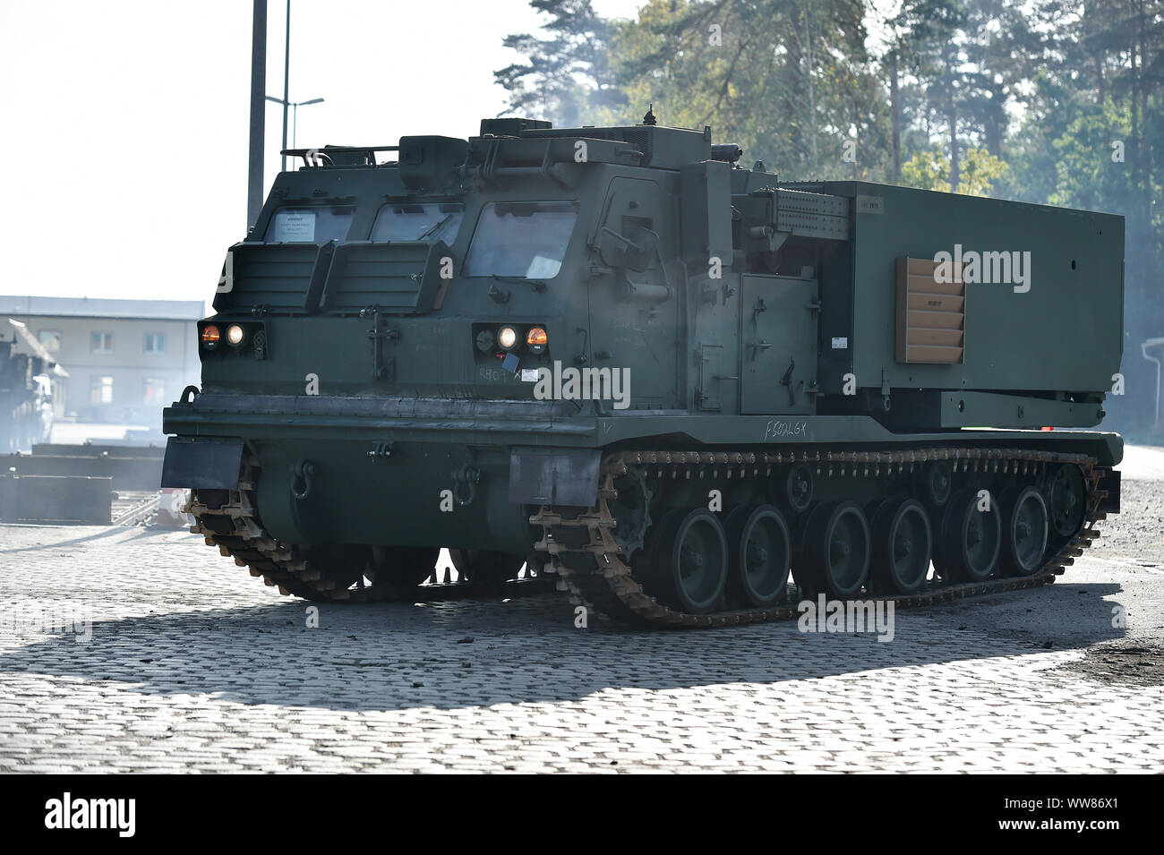 A M270 Multiple Launch Rocket System, assigned to 41st Field Artillery ...