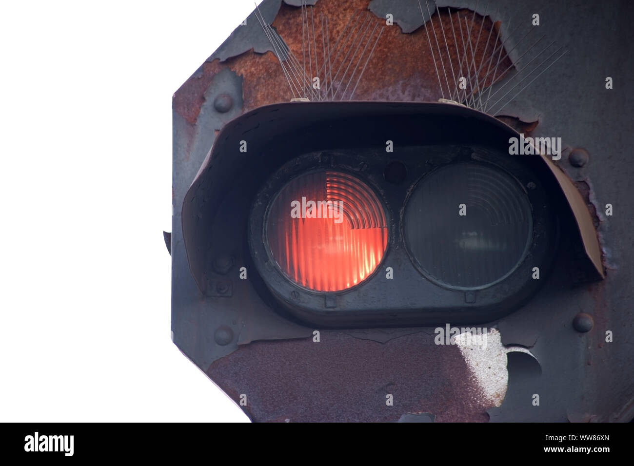 Close up of a red and rusted stop signal for railways hi-res stock ...