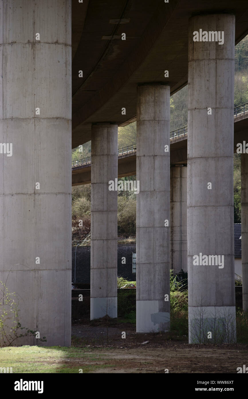Solid bridge piers under bridge the lanes federal highway hi-res stock ...