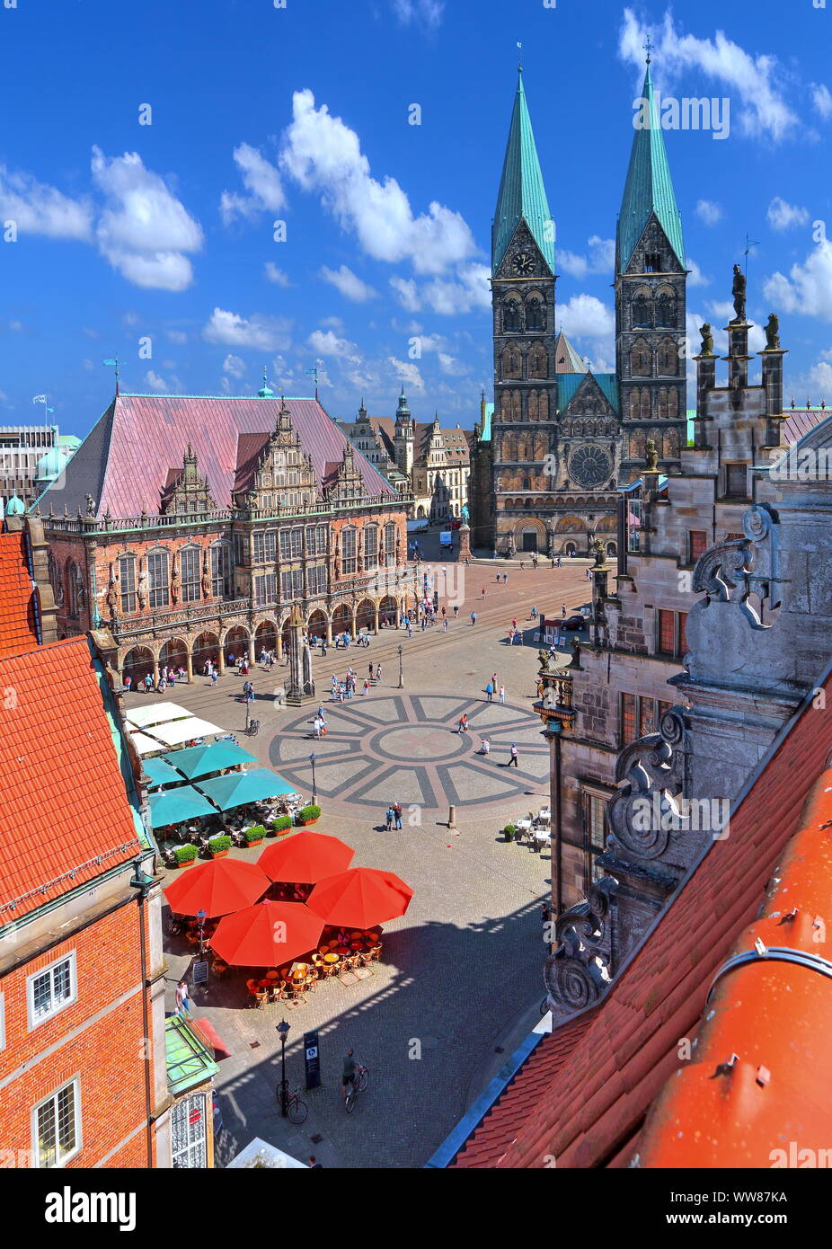 Market square with town hall and St. Peter cathedral, Bremen, Bremen ...